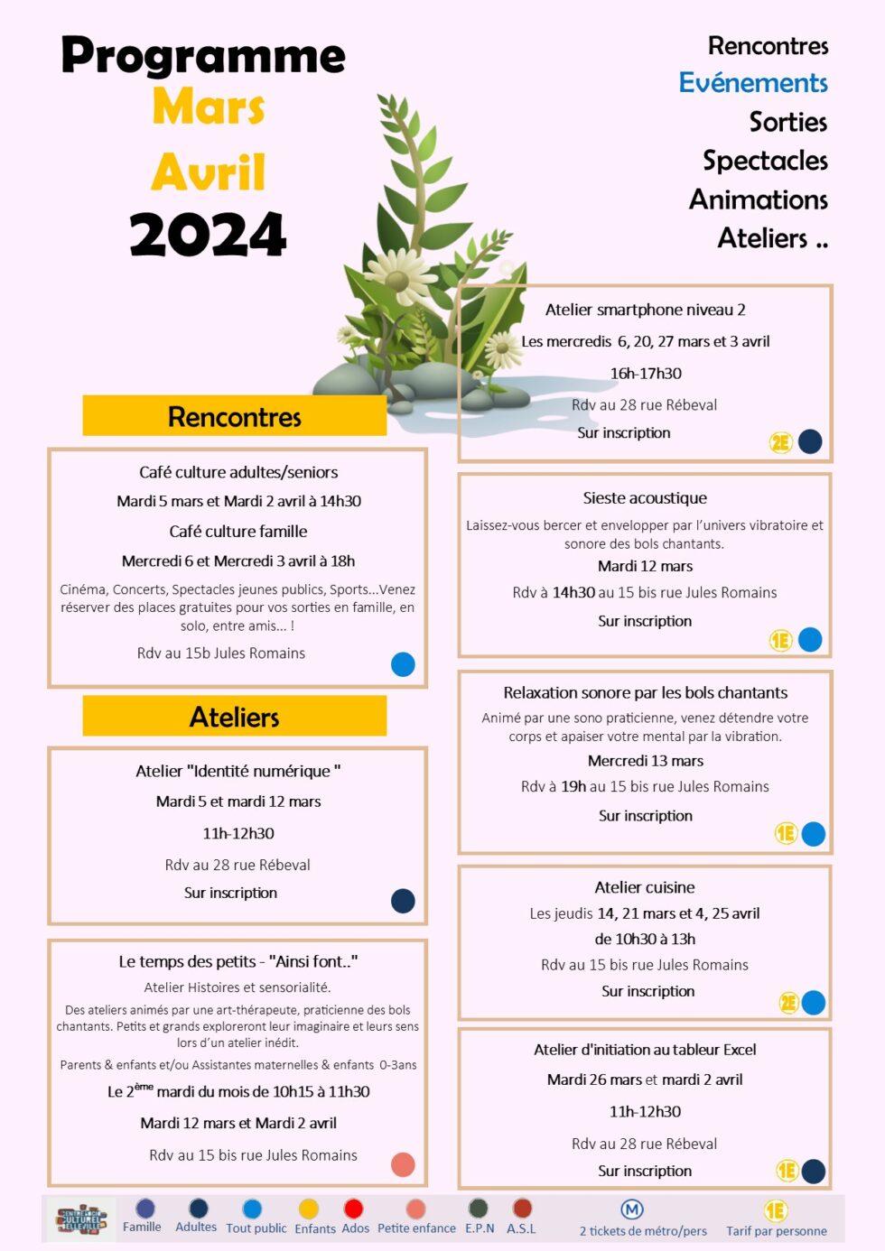 Programmation Mars Avril | Centre Socioculturel Belleville