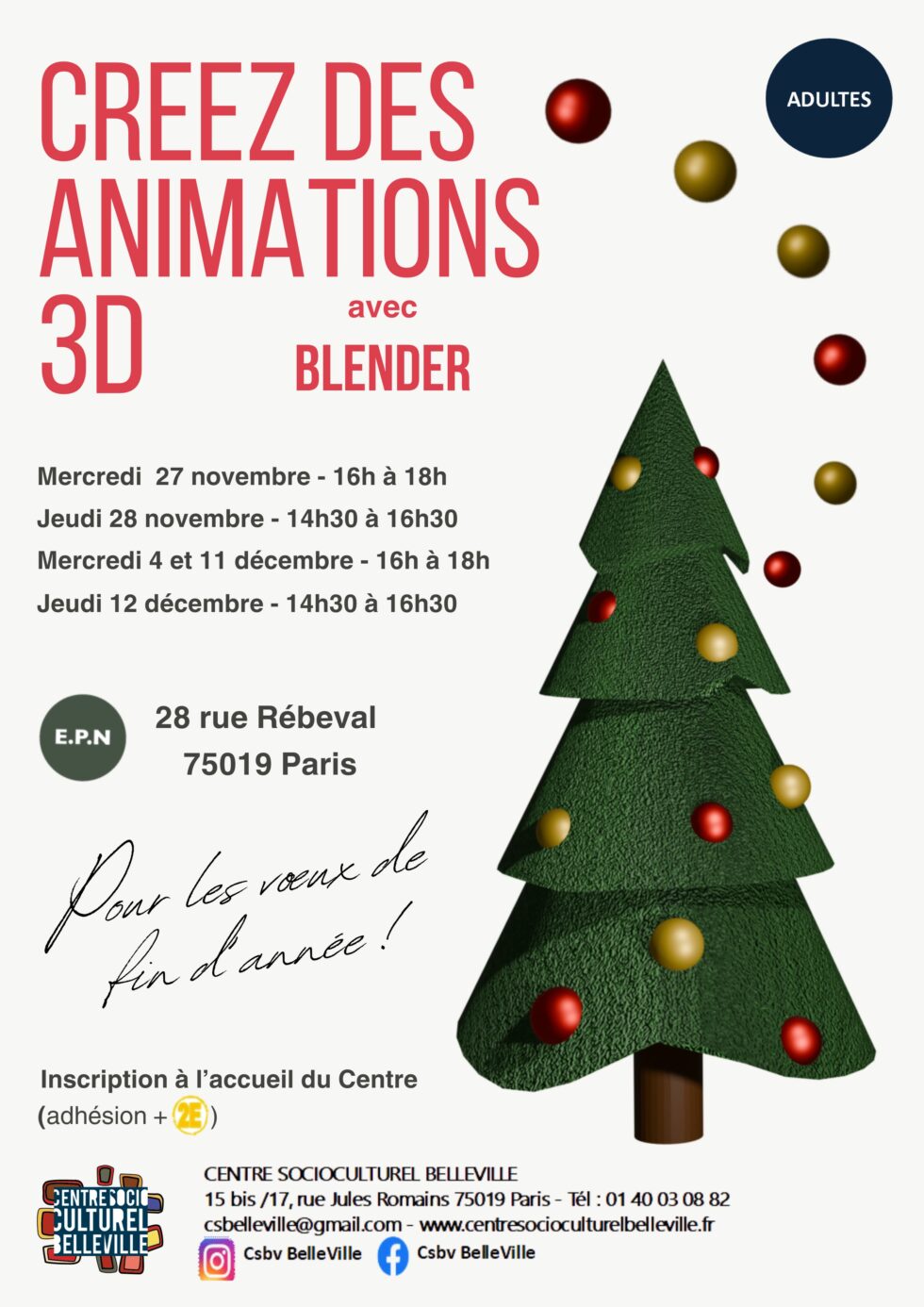 Ateliers Animation 3D | Centre Socioculturel Belleville